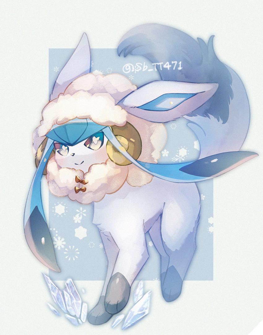 Safebooru - animal focus blue eyes blue hair closed mouth full body glaceon hat highres ice long ...