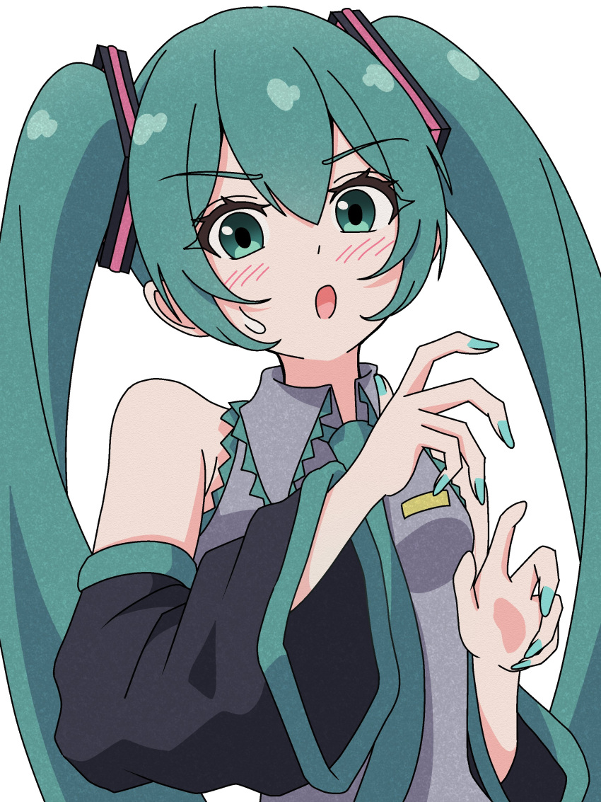 Safebooru - 1girl absurdres blue eyes blue hair blush collared shirt commentary detached sleeves ...