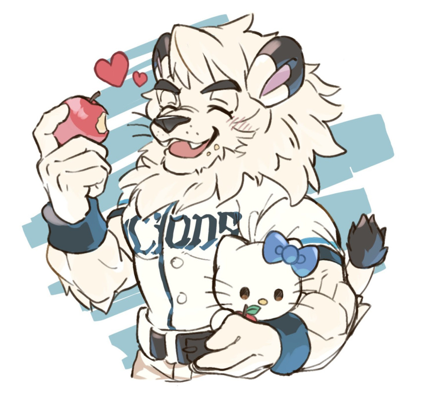 Safebooru - 1boy aidemcc animal ears apple baseball uniform bite mark ...