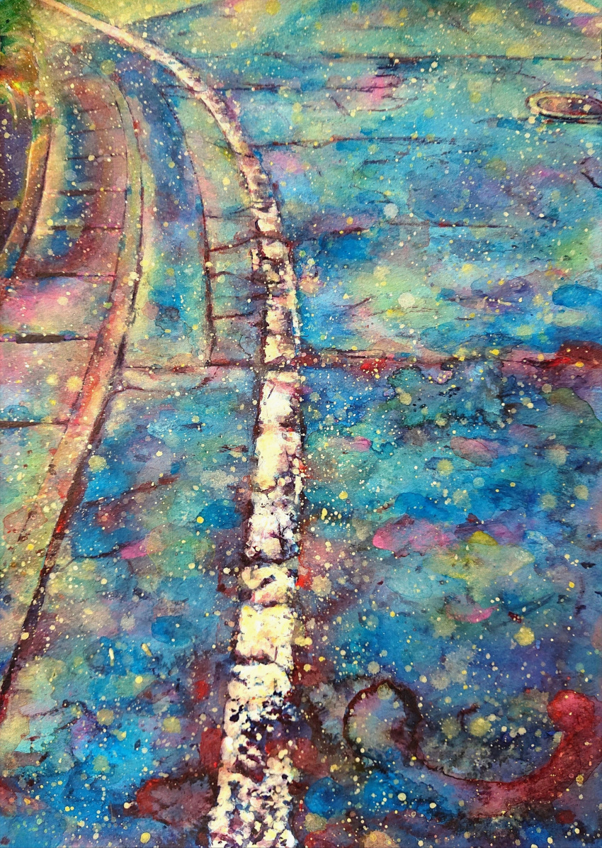Safebooru - absurdres acrylic paint (medium) crack cracked floor ...