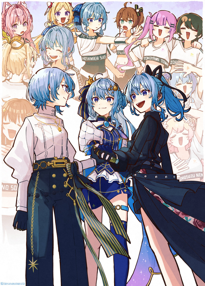 Safebooru - 6+girls :d absurdres ahoge aki rosenthal animal ears antenna hair artist name black ...