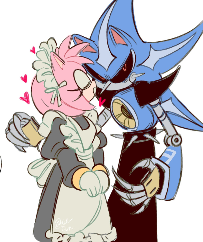 Safebooru - 1boy 1girl alternate costume amy rose animal ears animal nose apron black sclera ...