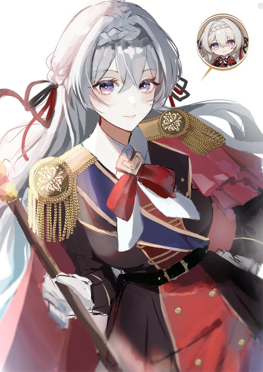 Safebooru - 1girl black hairband braid cape chibi closed mouth collared ...