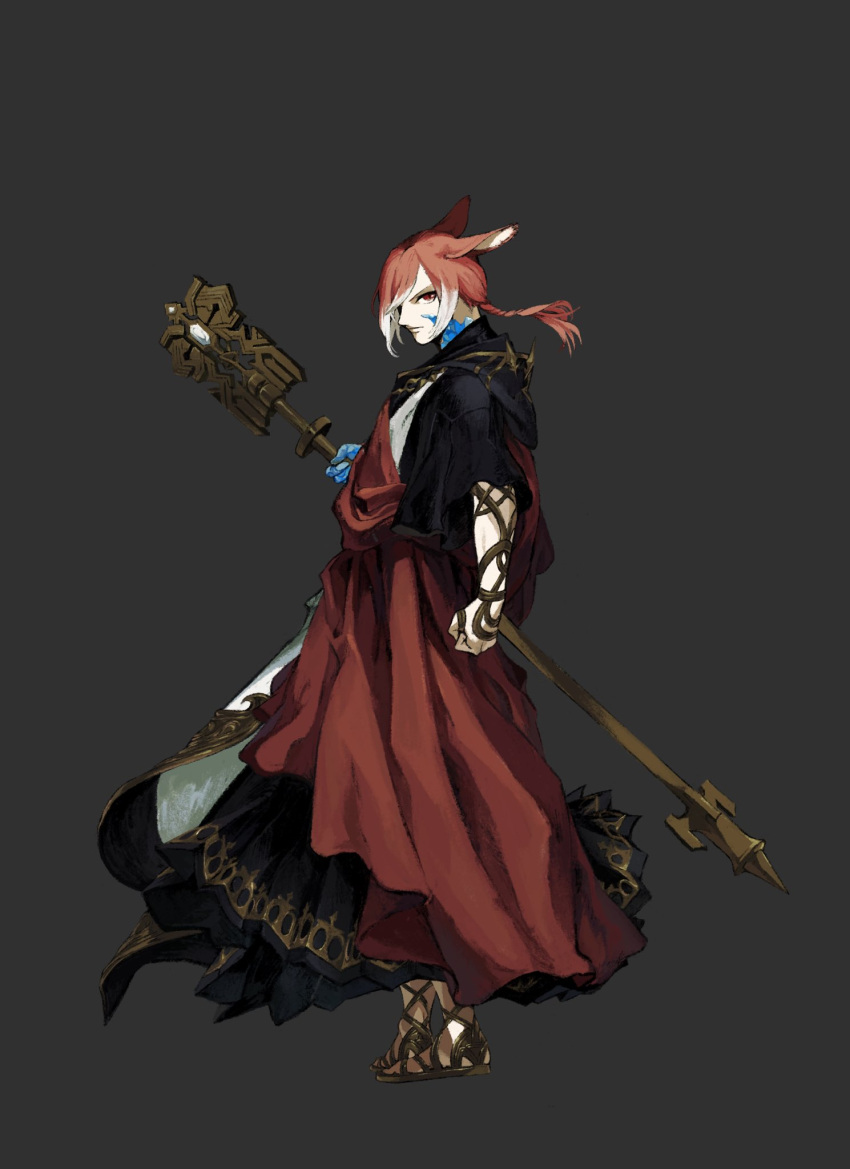 Safebooru - 1boy animal ears black robe braid clenched hand crystal ...