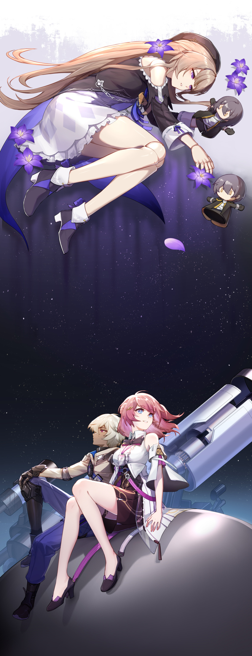 Safebooru - 1boy 2girls absurdres arlan (honkai: star rail) asta (honkai: star rail) bare ...