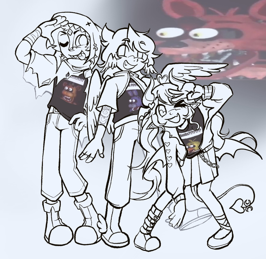 Safebooru - 1boy 2girls bird girl bird wings bonnie (fnaf) chica ...
