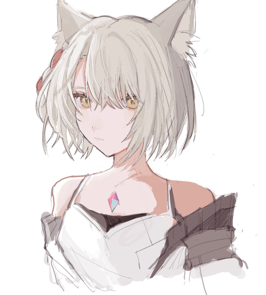 Safebooru - 1girl animal ear fluff animal ears bare shoulders camisole cat ears chest jewel ...