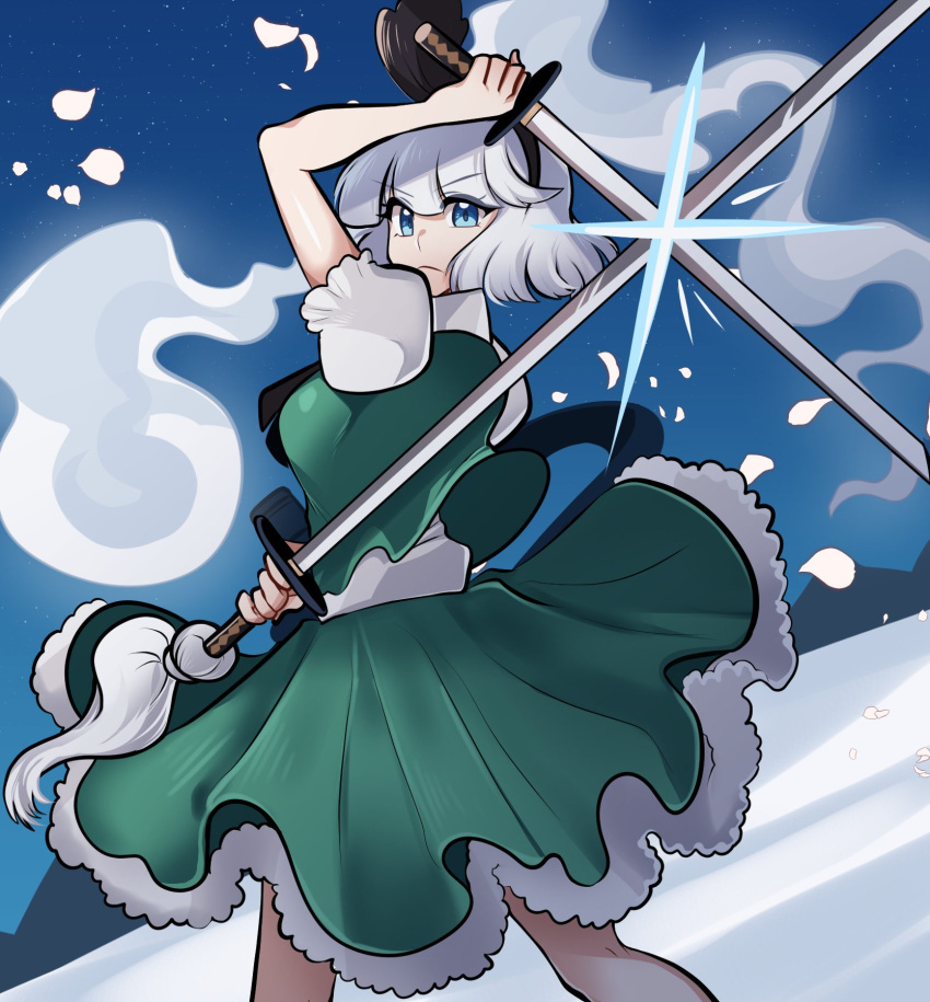 Safebooru - 1girl blue eyes dual wielding feet out of frame frilled ...