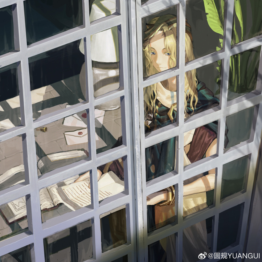 Safebooru - 1boy 6 (reverse:1999) absurdres ancient greek clothes blonde hair blue eyes book ...