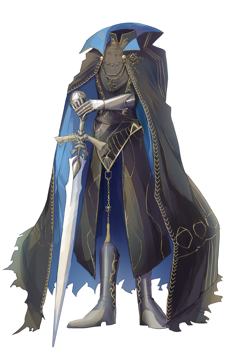 Safebooru - 1boy a knight (reverse:1999) absurdres armor black armor black cape black footwear ...
