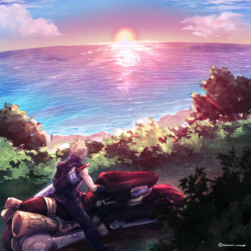 Safebooru - 1boy armor black gloves black pants black vest blonde hair cloud strife facing away ...