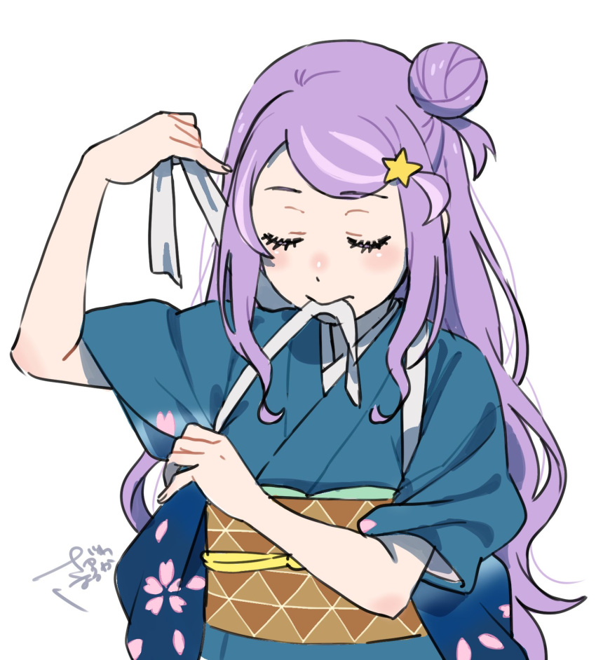 Safebooru - 1girl alternate costume anastasia hoshin blue kimono blush ...