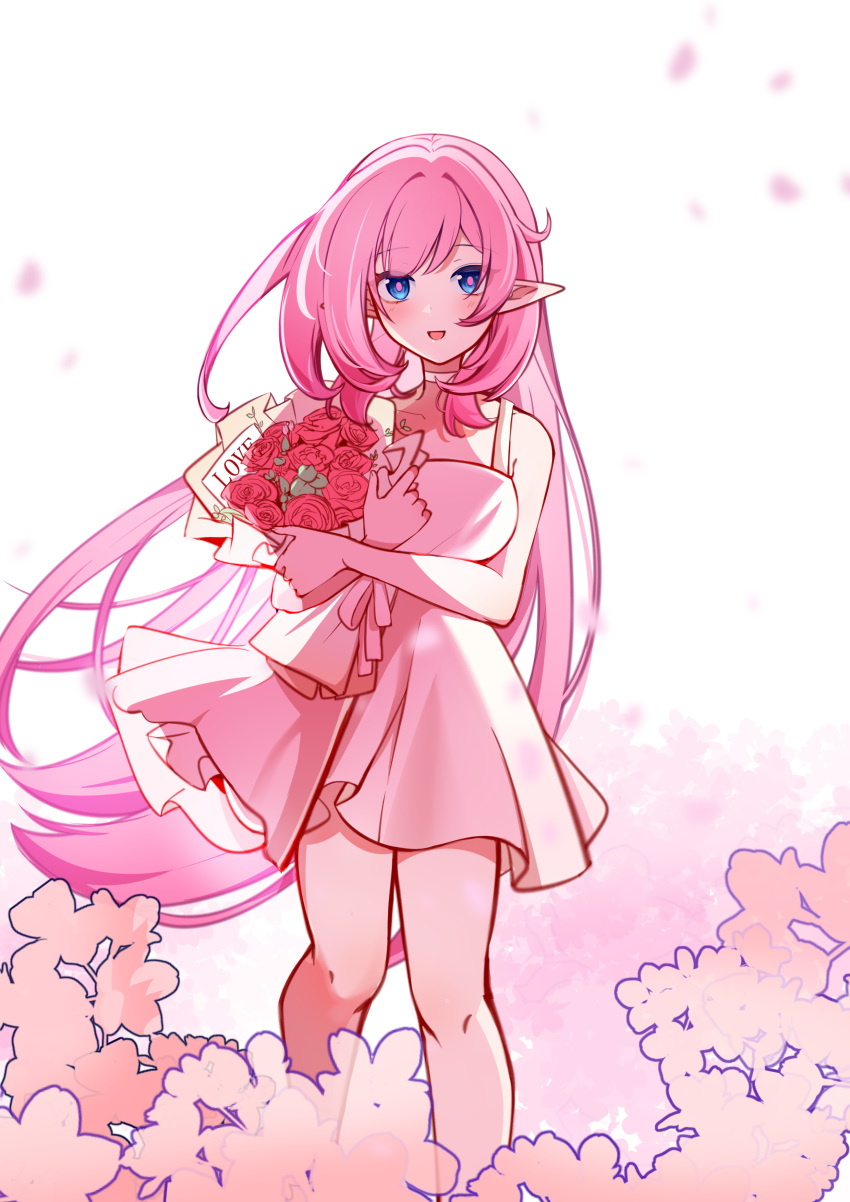 Safebooru - 1girl absurdres alternate costume blue eyes bouquet ...
