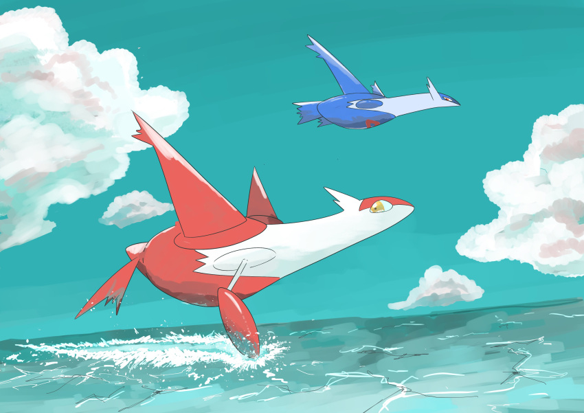 Safebooru - absurdres clouds floating flying highres latias latios ...