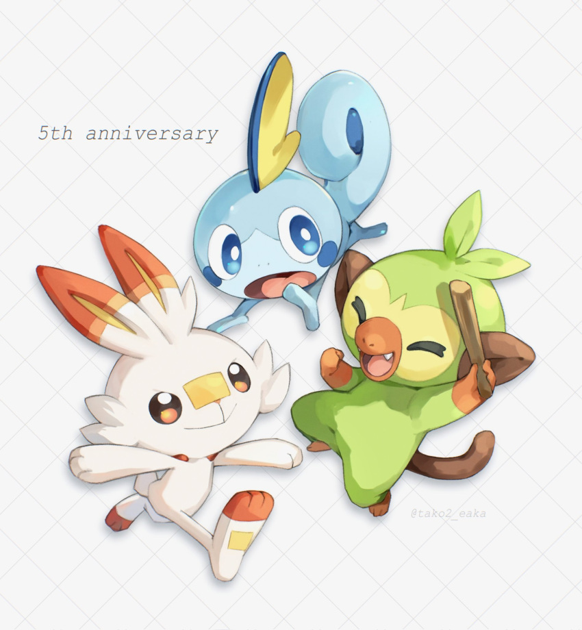 Safebooru - blue eyes bright pupils closed eyes fang full body grookey ...