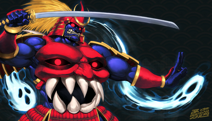 Safebooru - 1boy absurdres armor bishamon (darkstalkers) blue skin ...