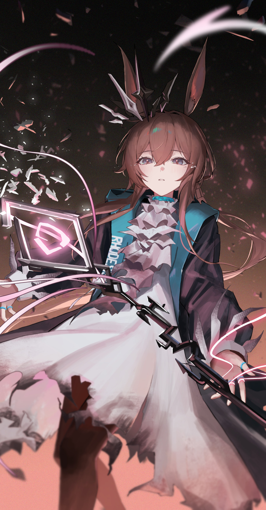 Safebooru - 1girl absurdres amiya (arknights) animal ears arknights ascot black coat black ...