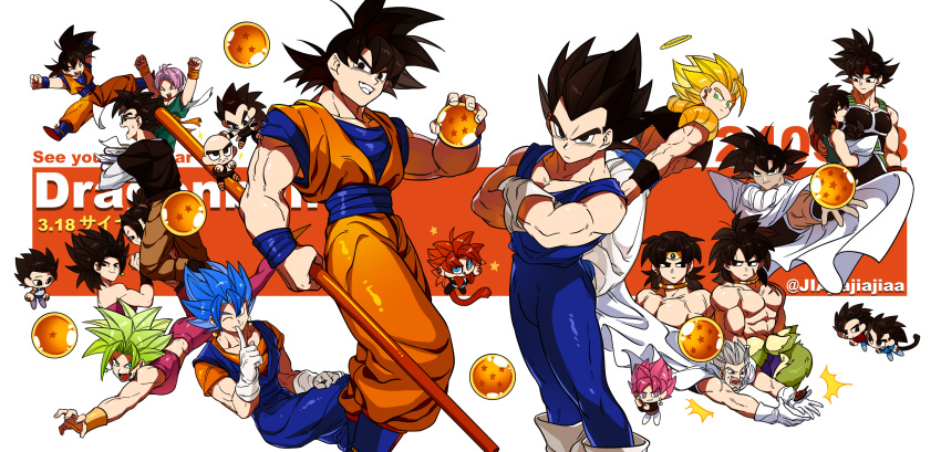 Safebooru - 4girls 6+boys absurdres bardock black eyes black hair blue ...