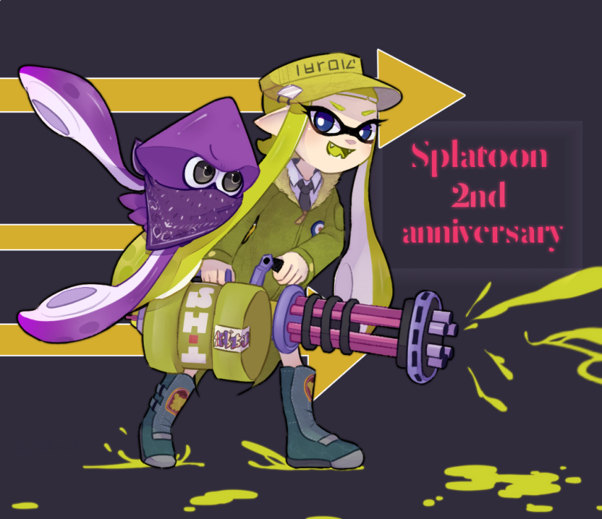 Safebooru - 1girl anniversary bandana black necktie blonde hair blue ...