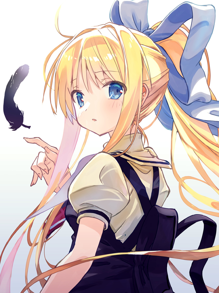 Safebooru - 1girl air (visual novel) akayama yukihe blonde hair blue eyes blue hair blue ribbon ...