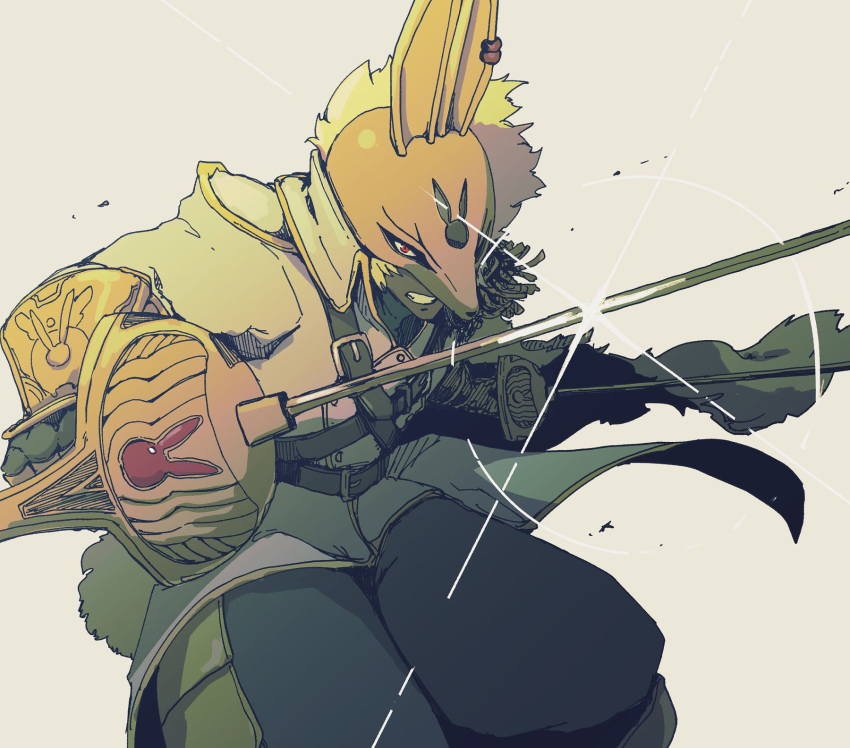 Safebooru - 1boy animal ears black pants blonde hair coat cowboy shot ...