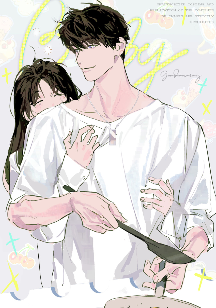 Safebooru - 1boy 1girl absurdres bosi tenghu brown hair caleb (love and ...