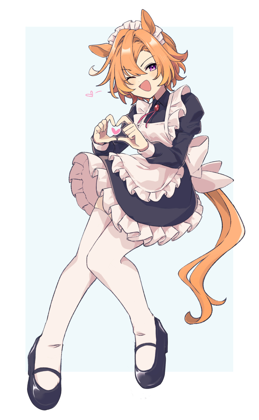 Safebooru - 1girl ;d absurdres alternate costume amano (amano miko) animal ears apron black ...