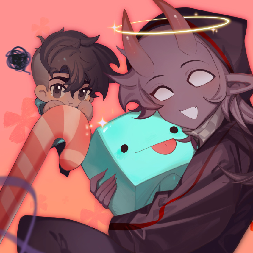 Safebooru - 2boys animification badboyhalo black hair black skin brown ...