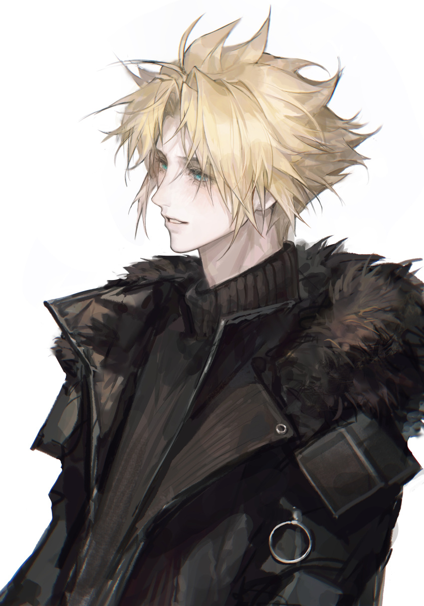 Safebooru - 1boy absurdres alternate costume aqua eyes black coat black sweater blonde hair ...