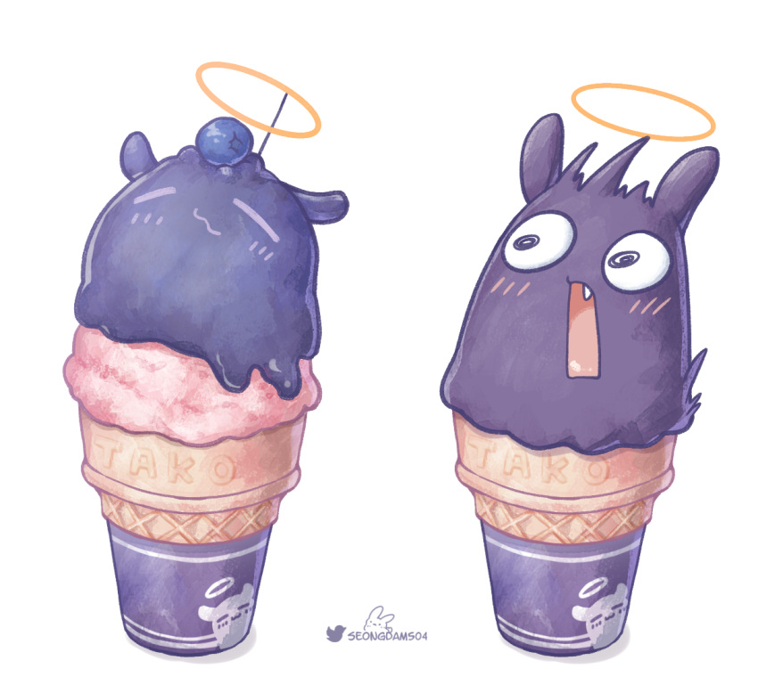 Safebooru - @ @ blueberry dessert fang food food focus fruit halo ...