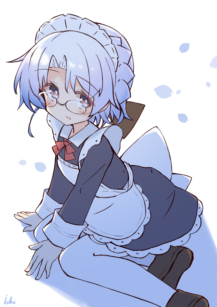 Safebooru - 1girl absurdres alternate costume apron bangs black dress blush bow brown eyes brown ...