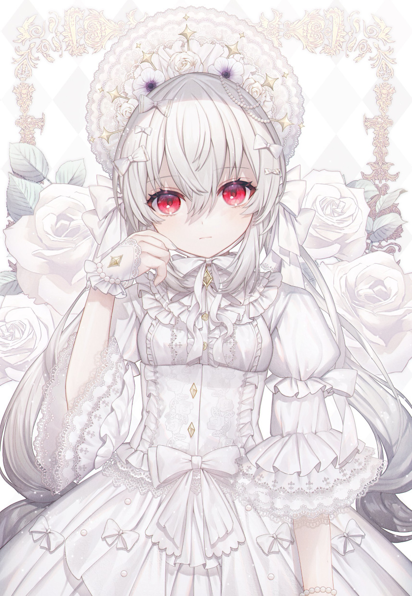 Safebooru 1girl Abandon Ranka Absurdres Albino Bangs Bow Breasts