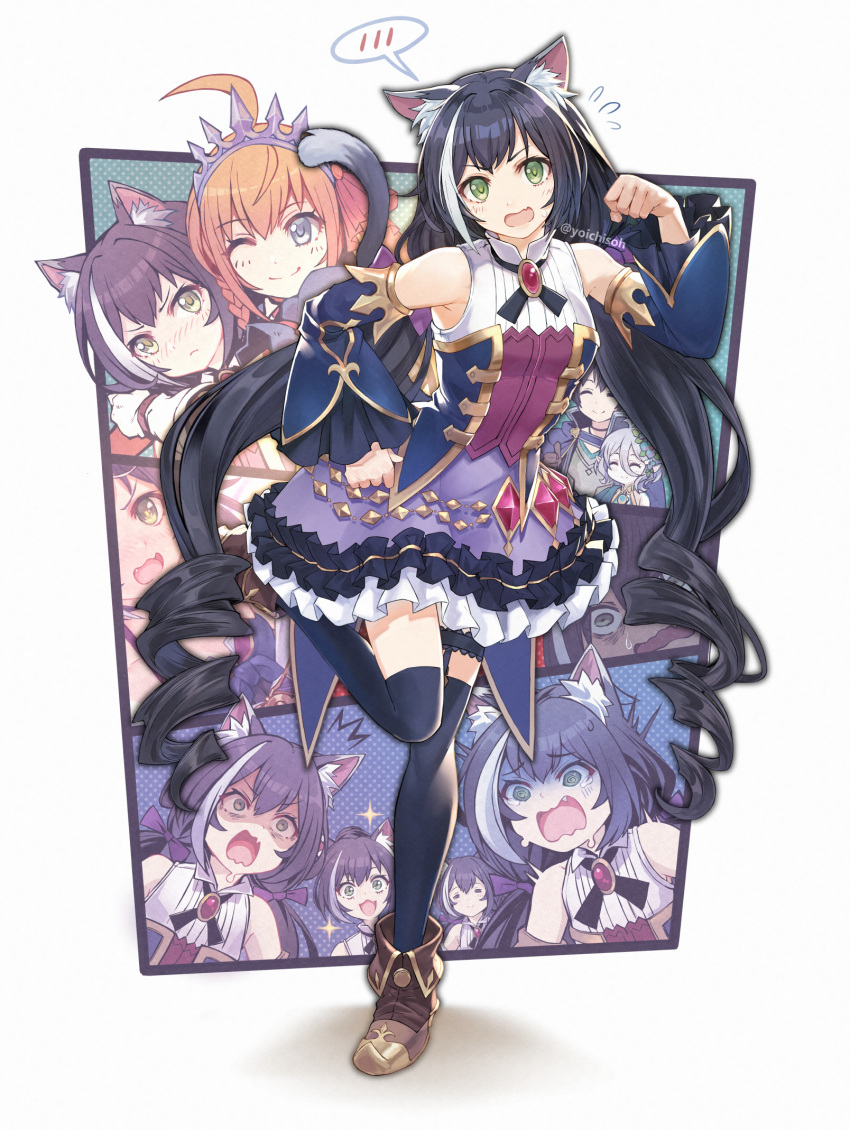 Safebooru - /\/\/\ 1boy 3girls @ @ ahoge animal ear fluff animal ears antenna hair bangs bare ...