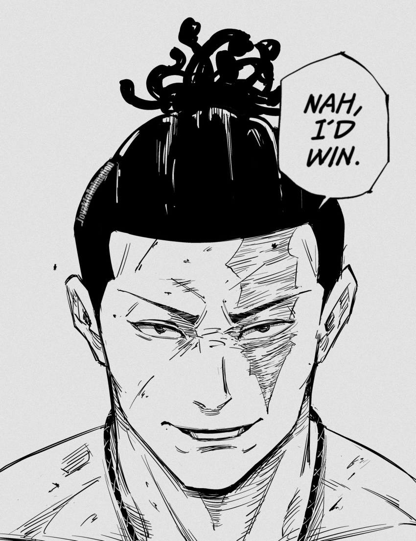 Safebooru - 1boy greyscale highres jovzkyanimation jujutsu kaisen male ...