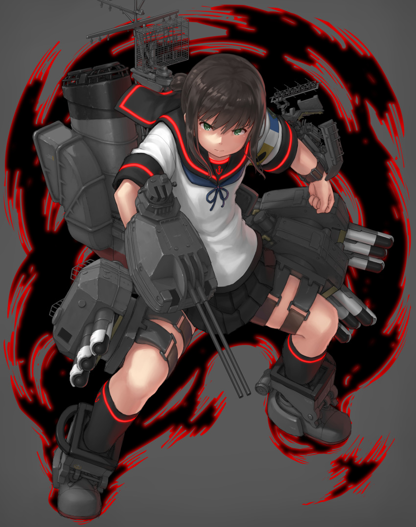 Safebooru - 1girl black hair black skirt cannon fubuki (kantai ...