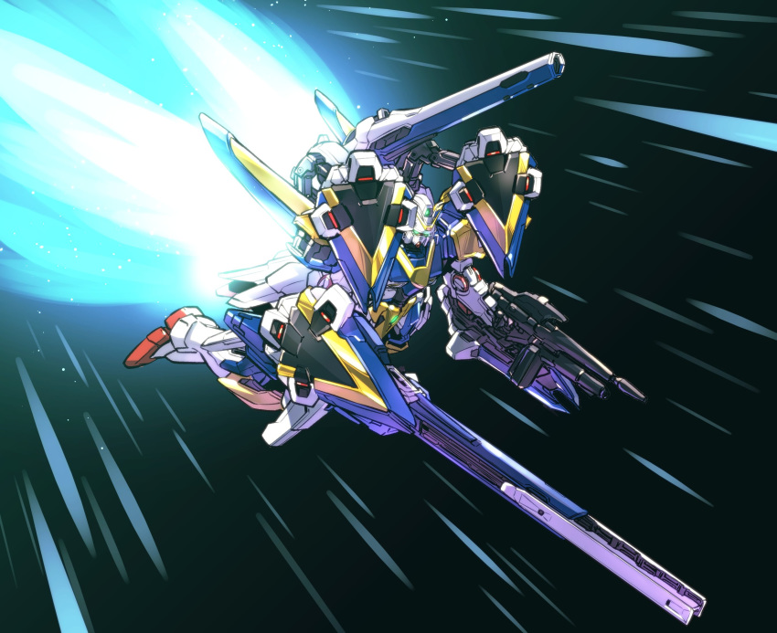 Safebooru - beam rifle commentary energy gun flying green eyes gun ...