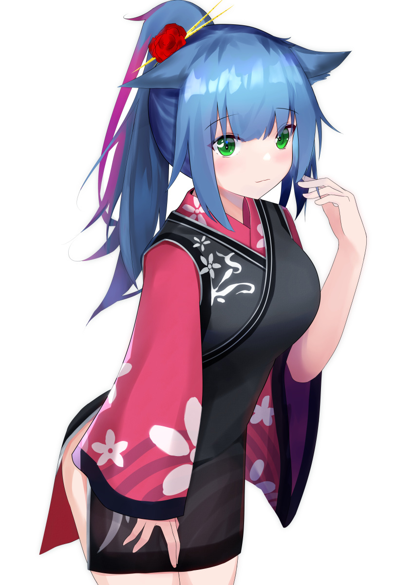 Safebooru - 1girl absurdres alternate costume animal ears arknights bangs black dress blue hair ...