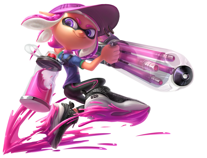 Safebooru - 1girl arm up ballpoint splatling (splatoon) black footwear ...