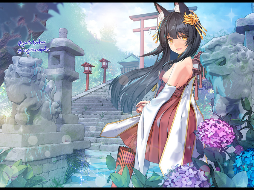 Safebooru - 1girl animal ear fluff animal ears architecture azur lane bangs bare shoulders black ...
