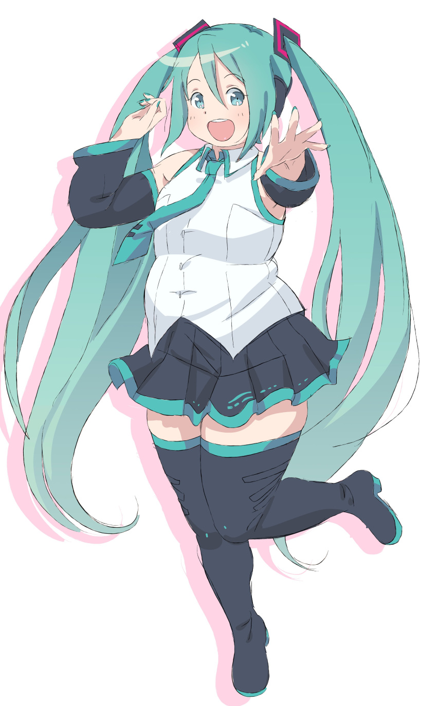 Safebooru - 1girl :d absurdres aqua eyes aqua hair aqua nails detached sleeves hatsune miku ...