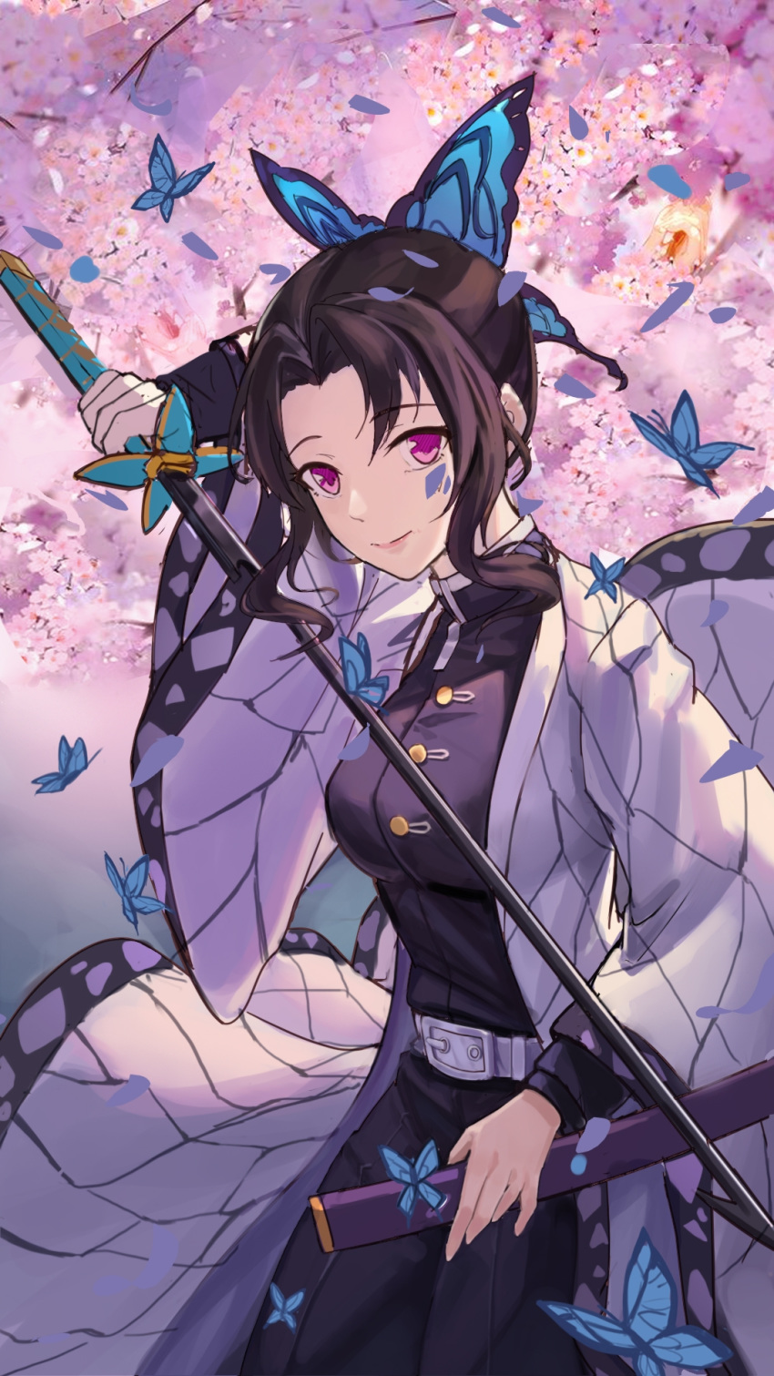 Safebooru - 1girl animal print belt brown hair bug butterfly butterfly ...