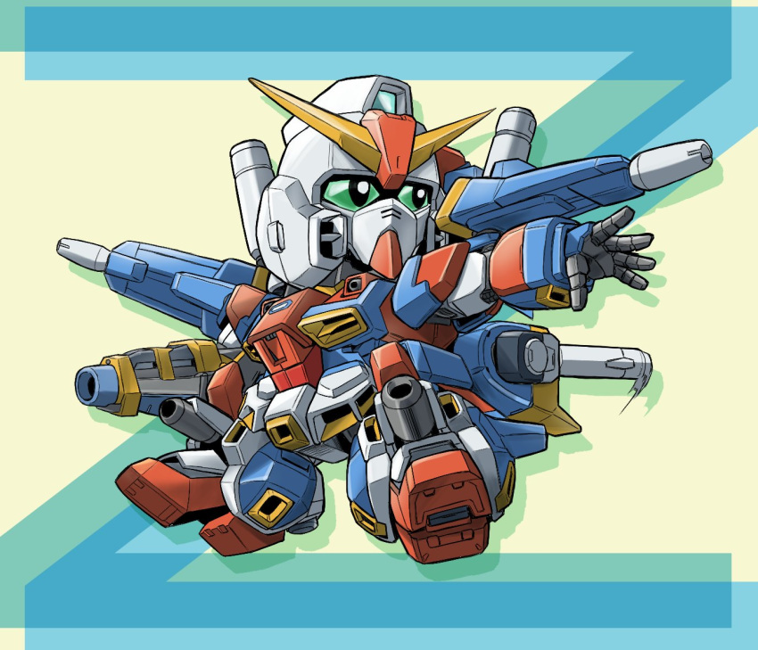 Safebooru - chibi floating green eyes gundam looking to the side mecha ...