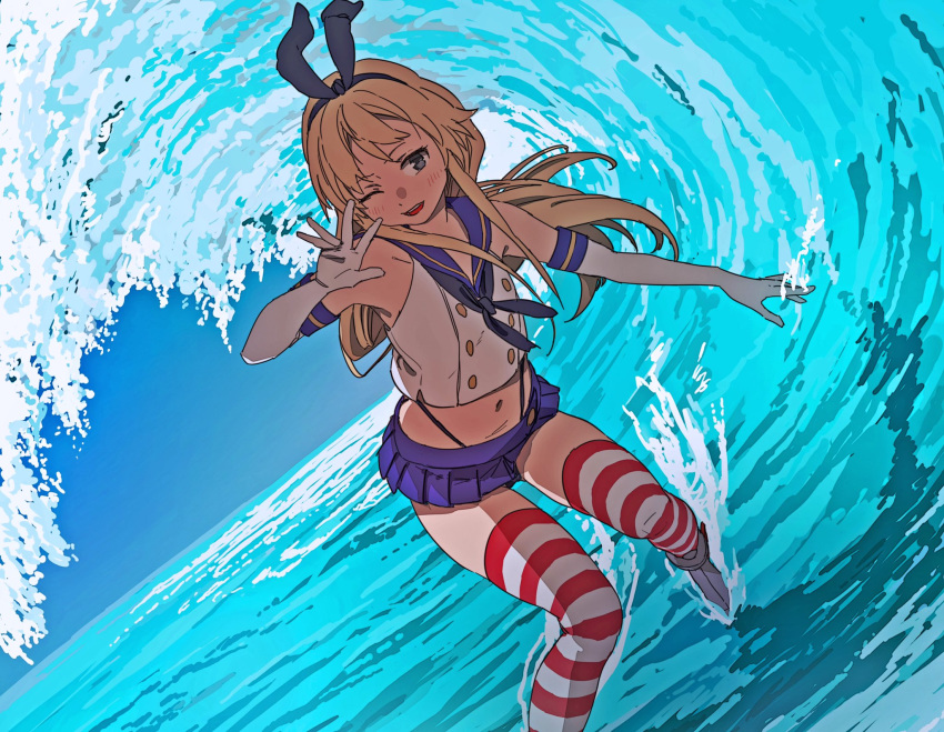 Safebooru - 1girl anchor hair ornament black hairband black neckwear black panties blonde hair ...