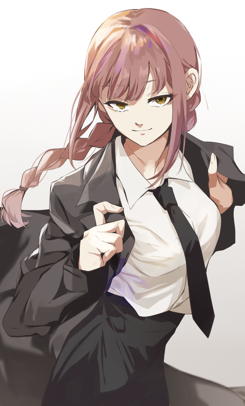 Safebooru - 1girl absurdres bangs black jacket black neckwear black pants braid braided ponytail ...