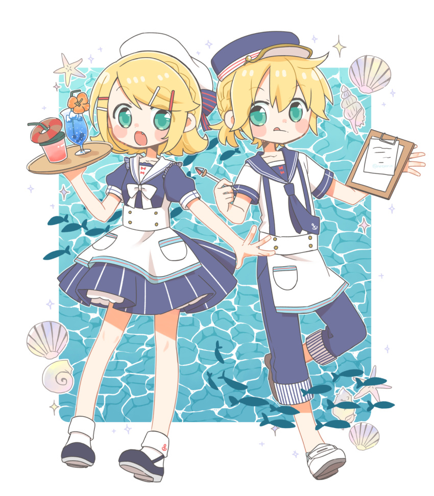 Safebooru - 1boy 1girl :o :p anchor print aqua eyes bangs blonde hair ...