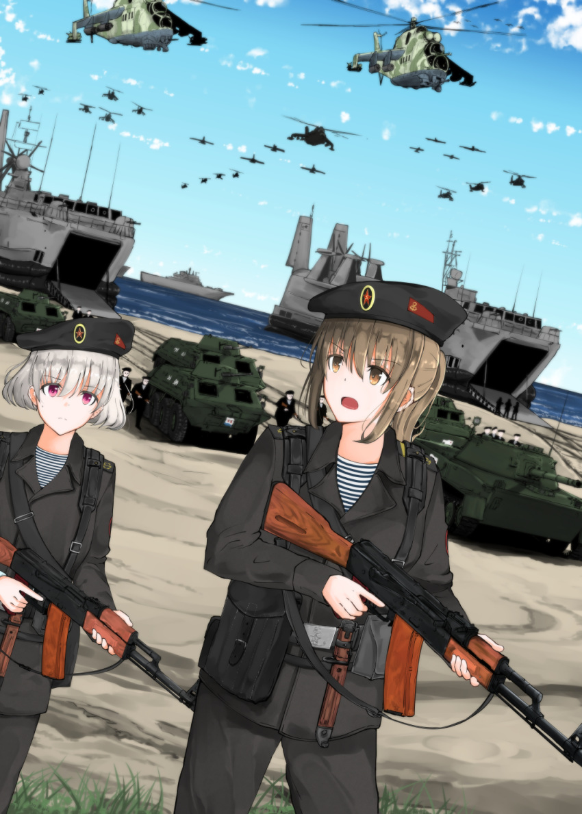 Safebooru - aircraft airplane aist-class lcac ak-74 amphibious assault ...