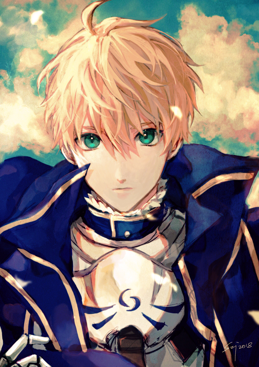 Safebooru - 1boy absurdres armor armored dress arthur pendragon (fate) blonde hair blue cape ...