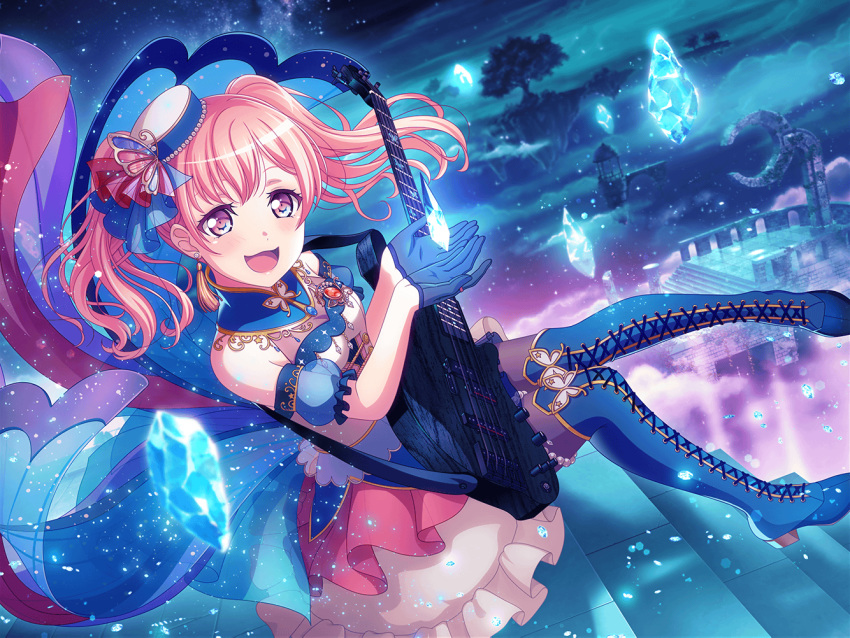 Safebooru - bang dream! blonde hair blush dress guitar hiromachi nanami long hair red eyes smile ...