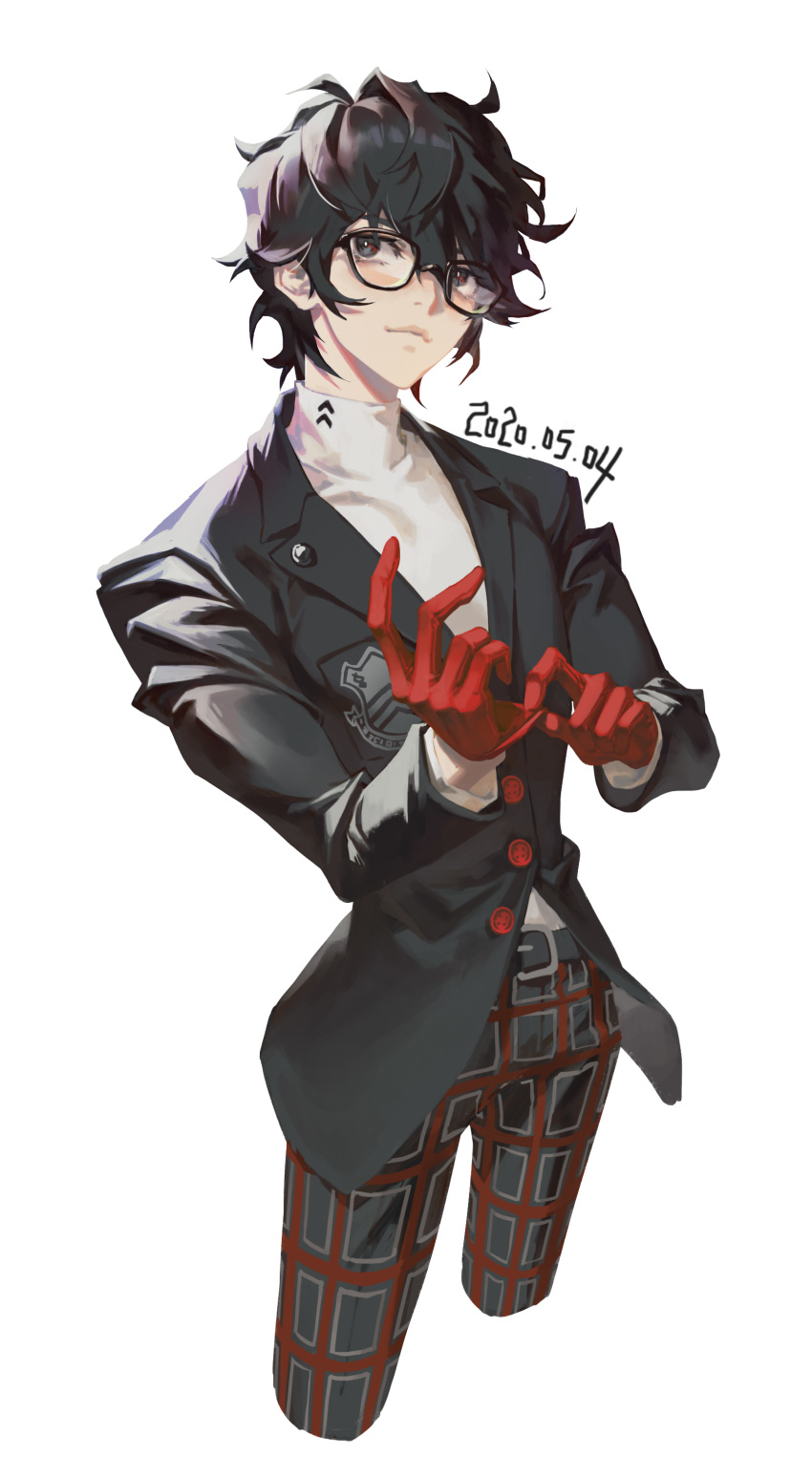 Safebooru - 1boy absurdres amamiya ren belt black-framed eyewear black eyes black hair closed ...