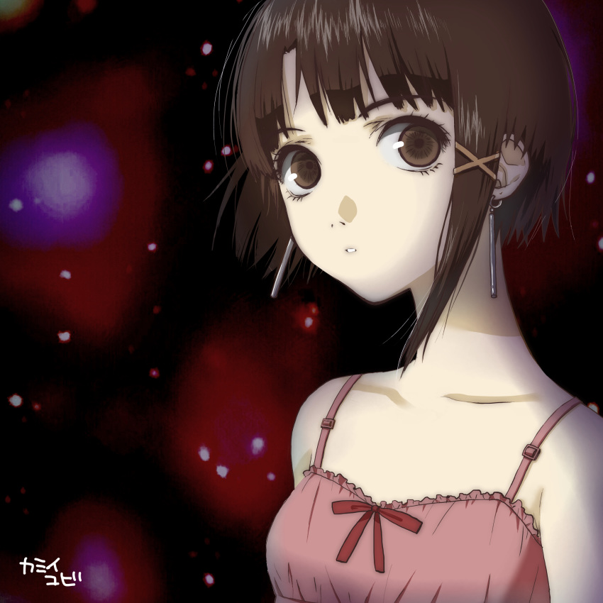 Safebooru - 1girl asymmetrical hair brown eyes brown hair dress ...